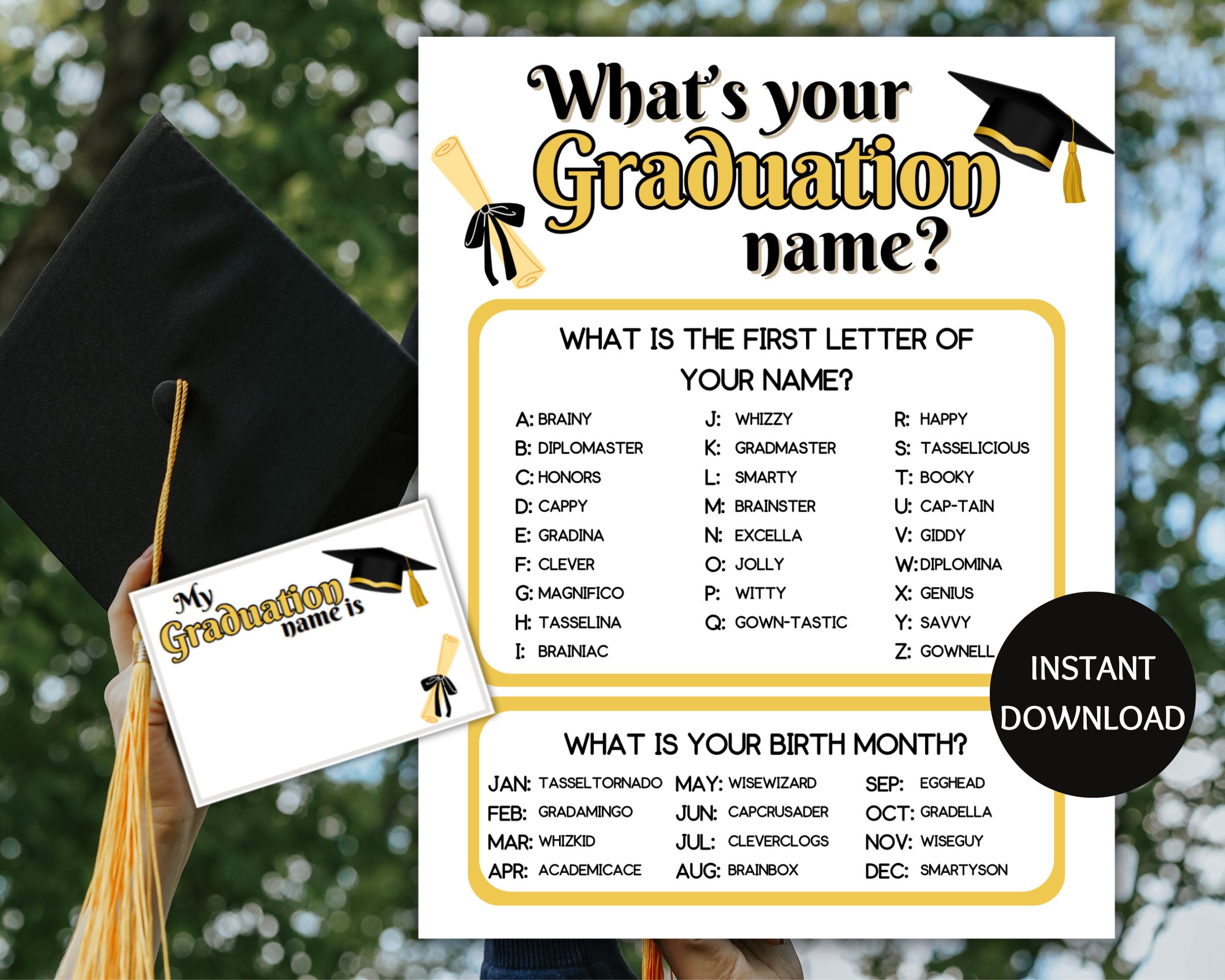 Graduation Name Game Printable, What's Your Graduation Name Game, Name ...