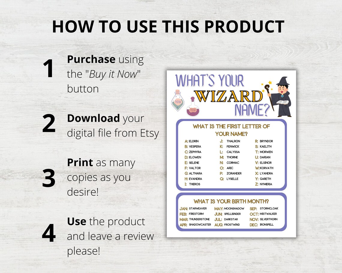Wizard Name Game Printable, What's Your Wizard Name Game, Name ...