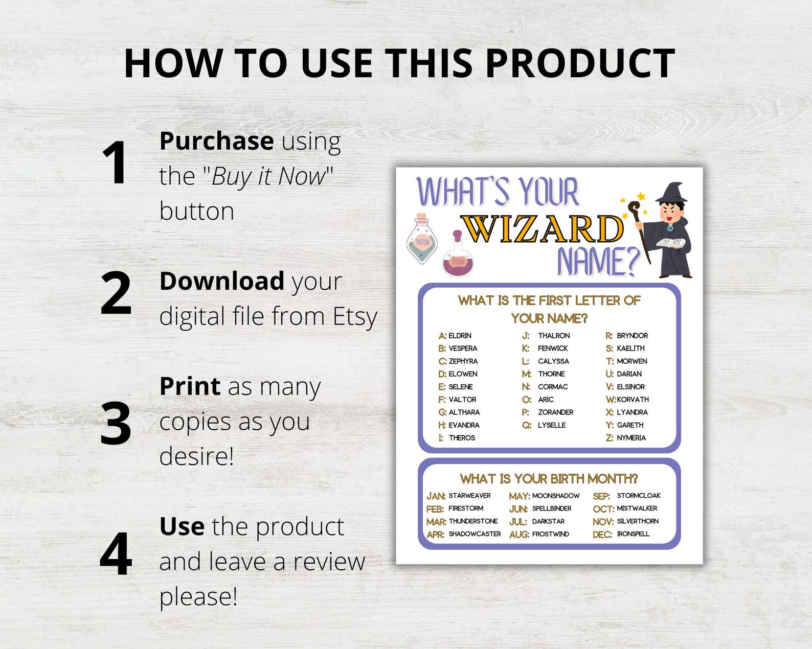 Wizard Name Game Printable, What's Your Wizard Name Game, Name ...