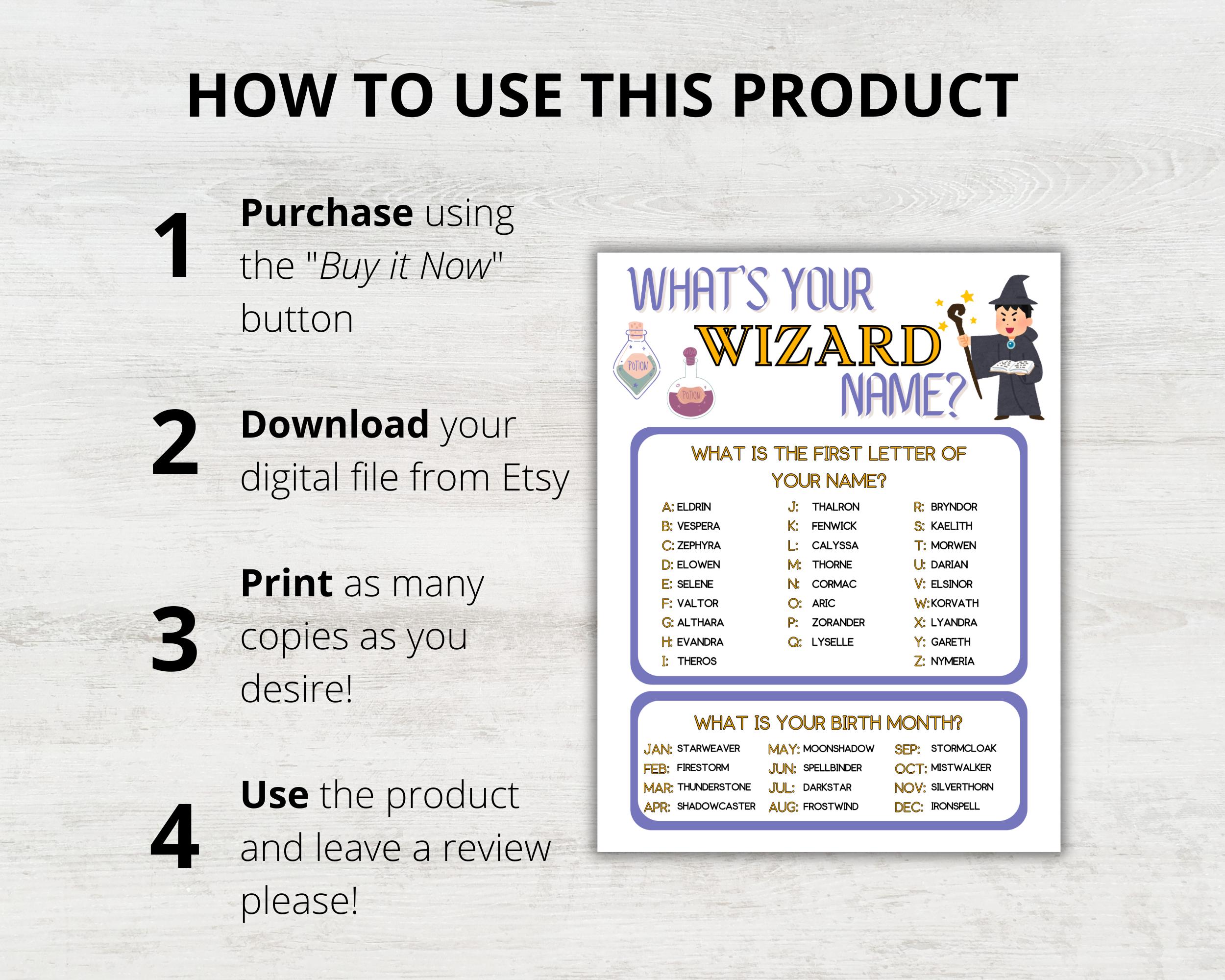 Wizard Name Game Printable, What's Your Wizard Name Game, Name ...