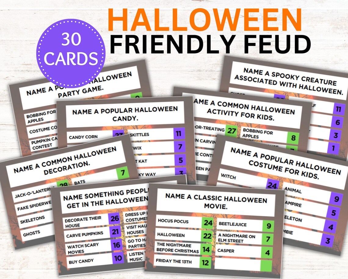 Halloween Friendly Feud Game Show, Halloween Games for Adults ...