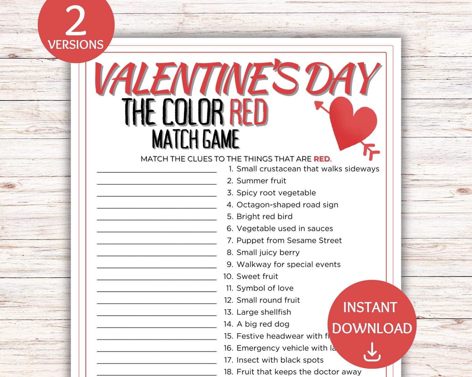 The Color Red Game, Valentine Games for Kids, Valentine Trivia Game ...