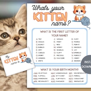 Kitten Name Game Printable, What's Your Kitten Name Game, Name ...