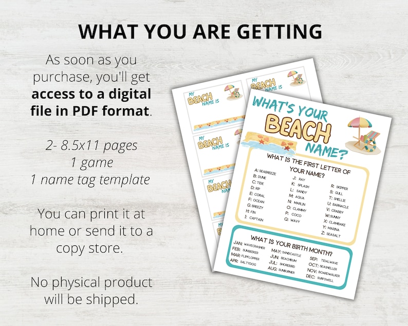 Beach Name Game Printable, What's Your Beach Name Game, Name Generator ...