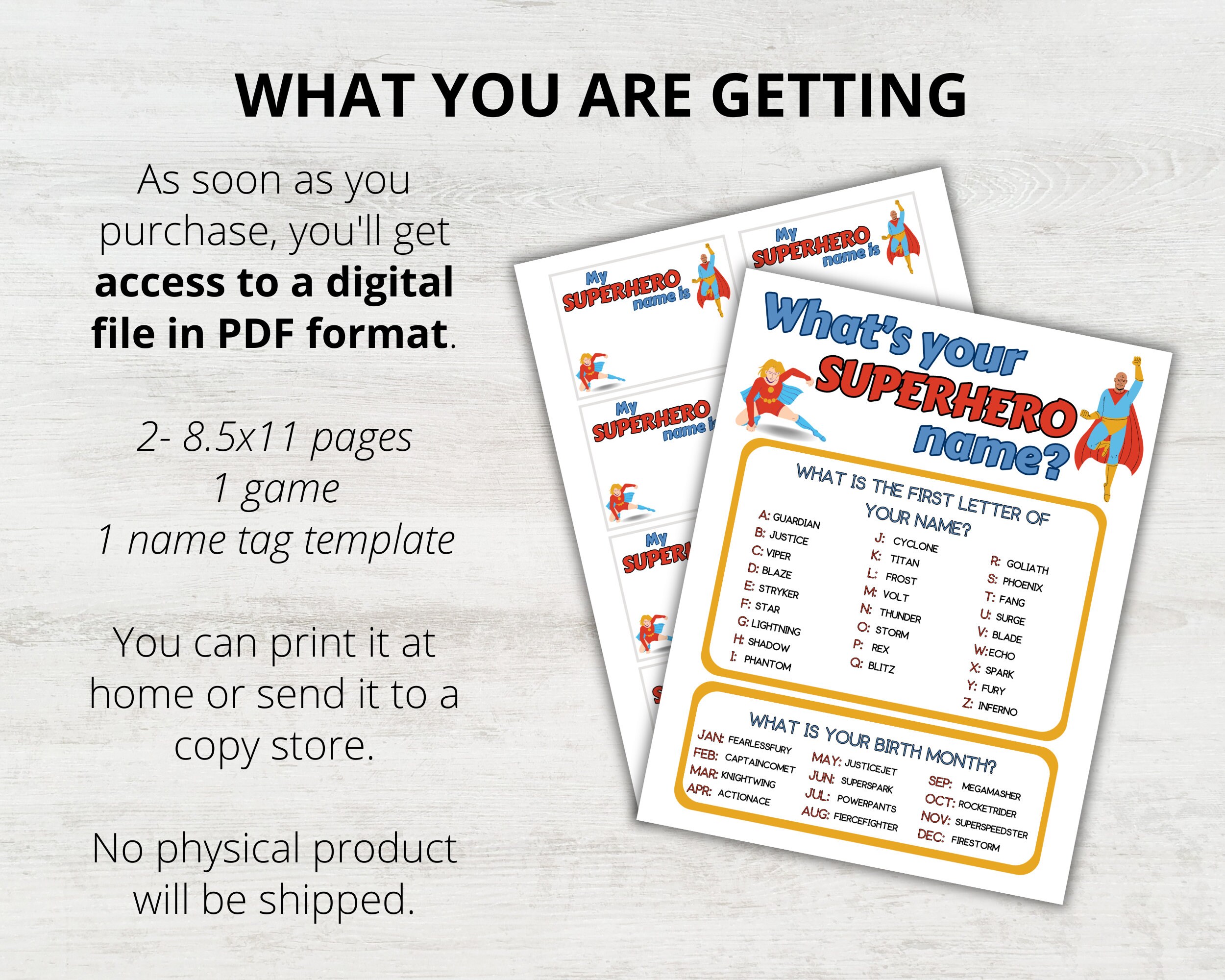 Superhero Name Game Printable, What's Your Superhero Name Game, Name ...