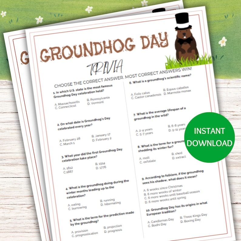 Groundhog Day Trivia Games for Kids, Trivia Questions, Groundhog ...