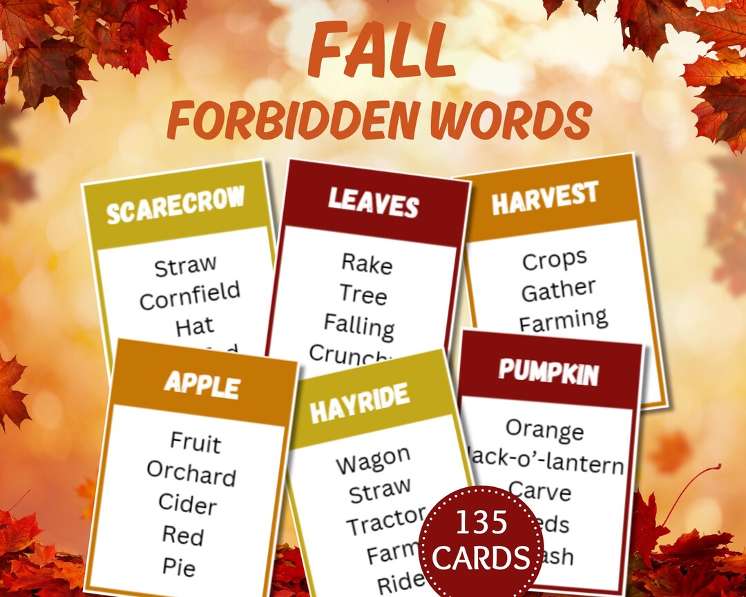 Fall Forbidden Words Game, Fall Party Games, Icebreaker Games, Fall ...