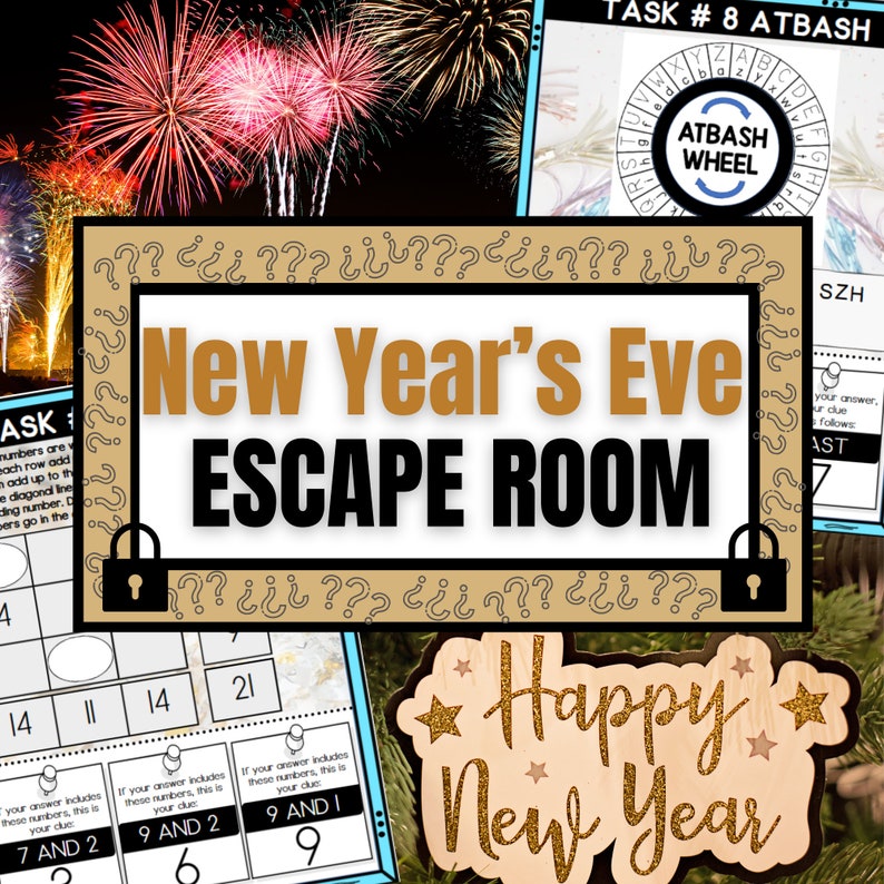 New Years Eve Escape Room for Kids, Printable Escape Room Kit, Escape ...