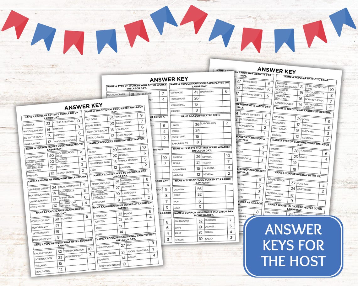 Labor Day Friendly Feud Game Show, Labor Day Games, Labor Day Trivia ...