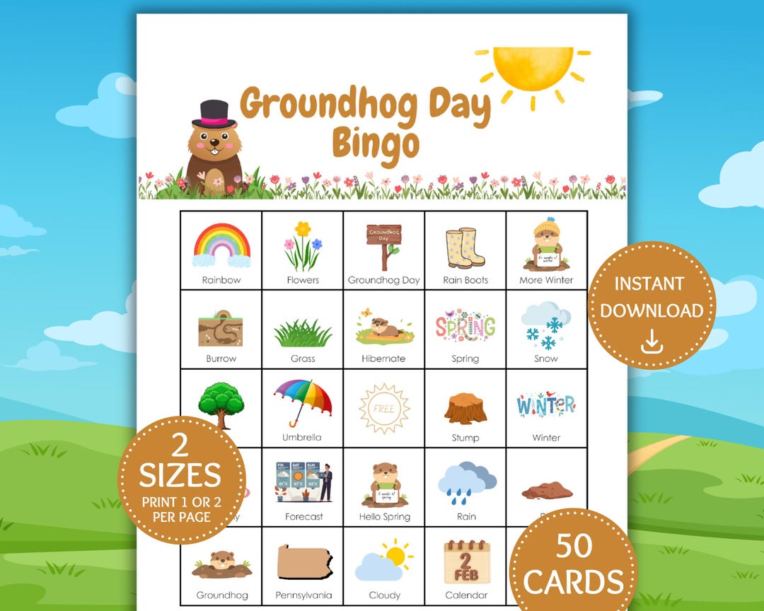 Groundhog Day Bingo, 50 Groundhog Day Bingo Cards, Groundhog Activities ...