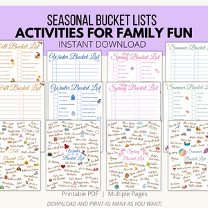 Seasonal Bucket List Bundle Bucket Lists for Fall Winter - Etsy