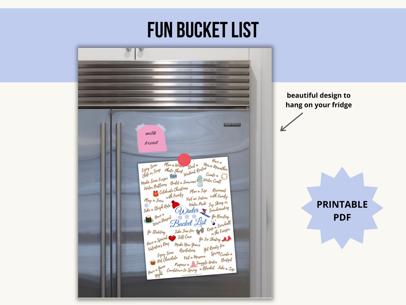 Winter Bucket List Bundle, Printable Kids Activities, Family Bucket ...