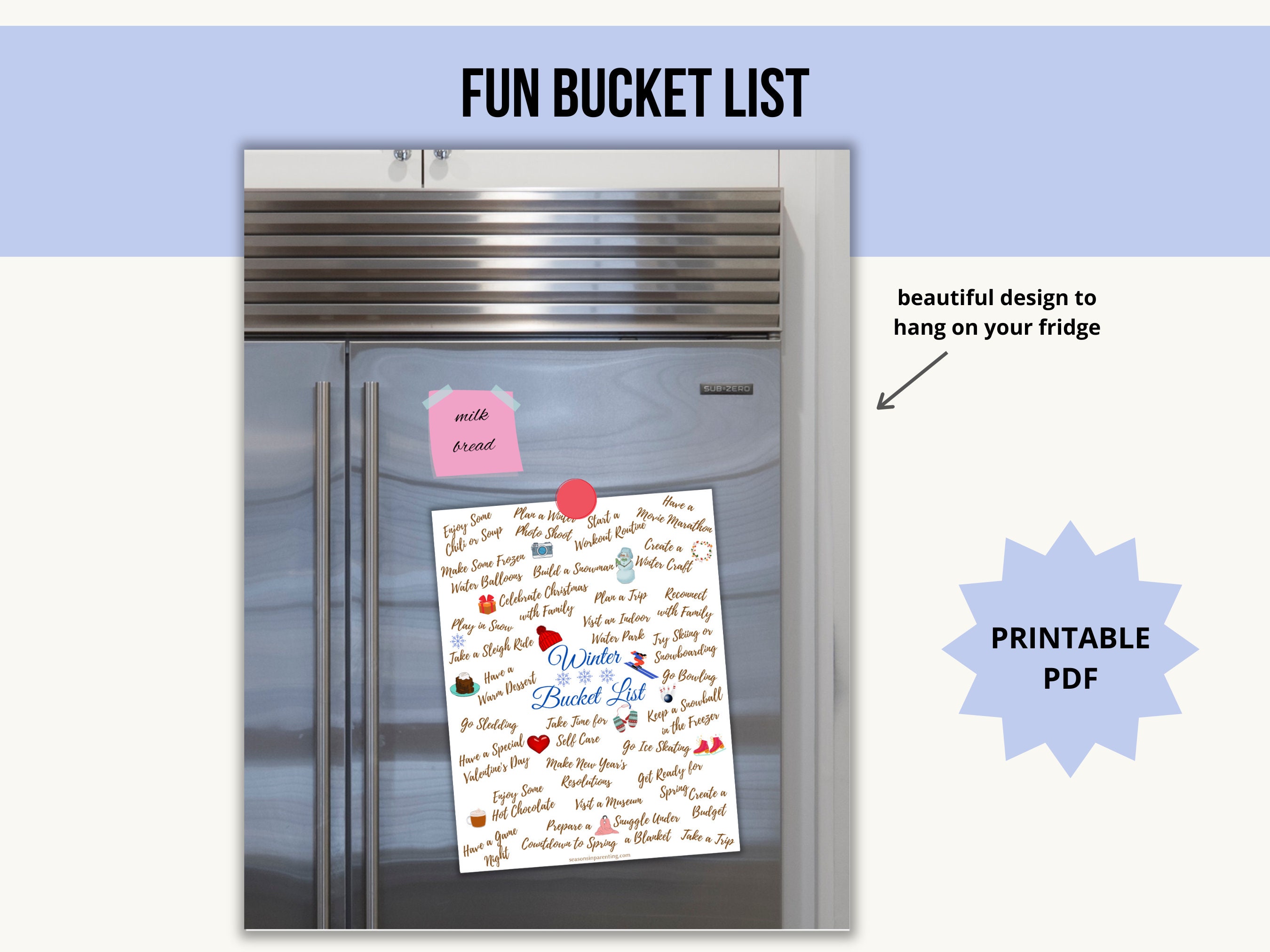 Winter Bucket List Bundle, Printable Kids Activities, Family Bucket ...