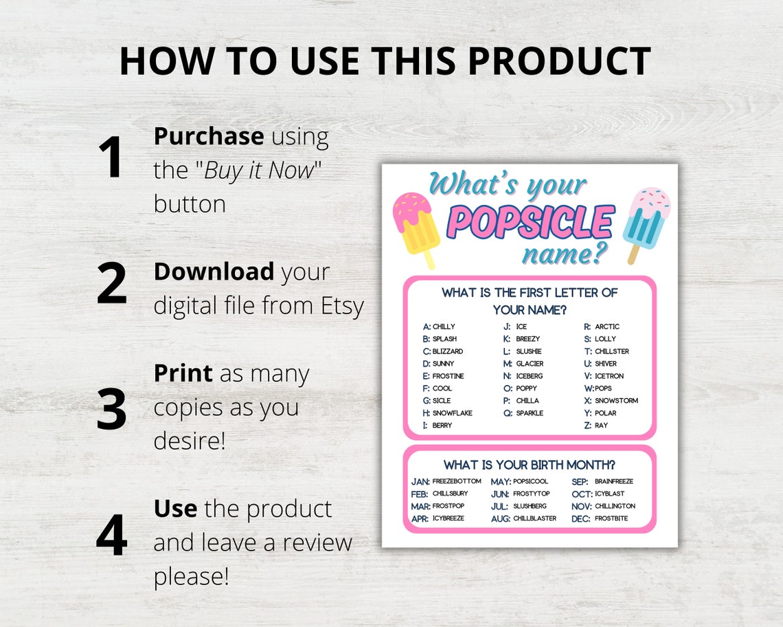Popsicle Name Game Printable, What's Your Popsicle Name Game, Name ...
