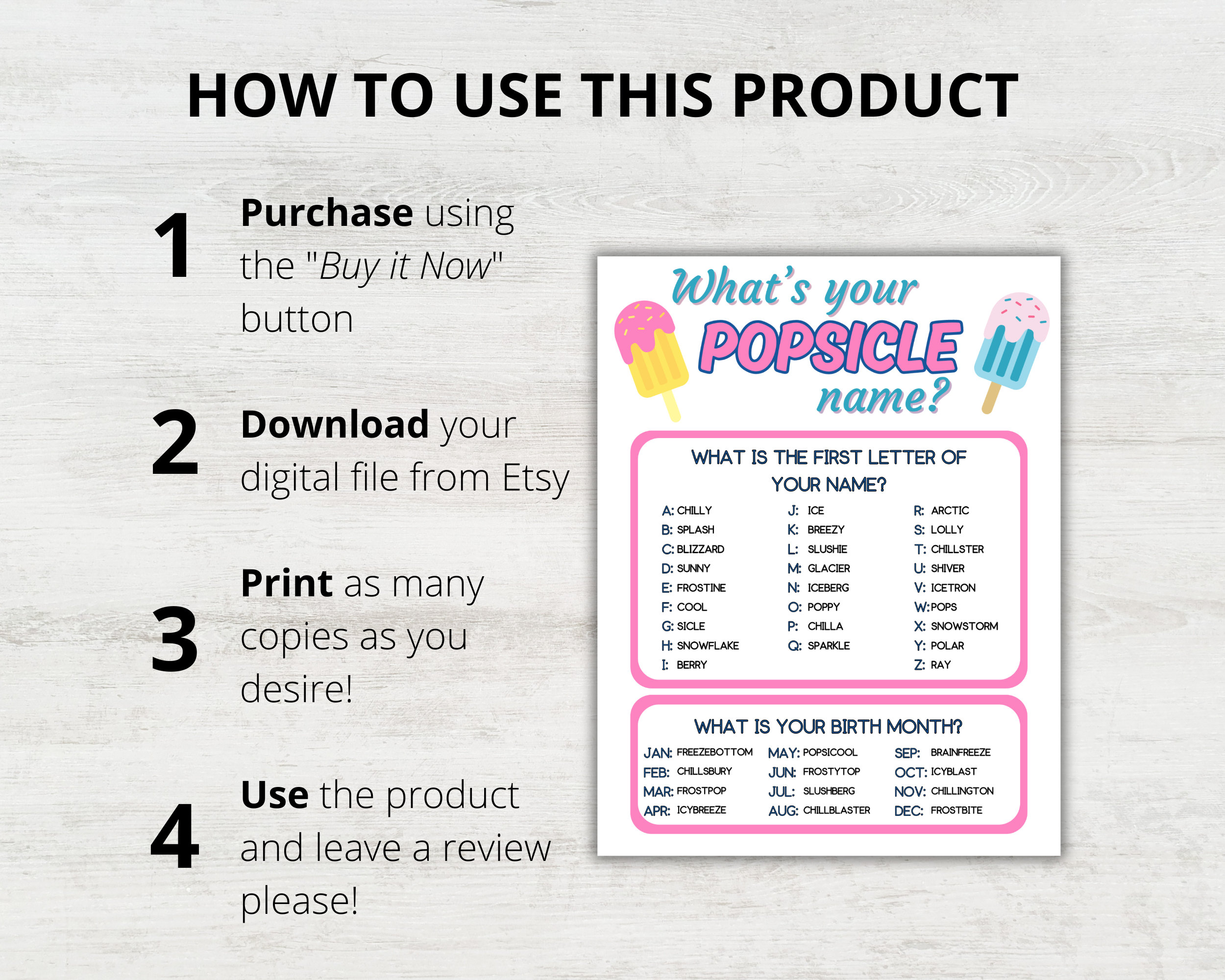 Popsicle Name Game Printable, What's Your Popsicle Name Game, Name ...