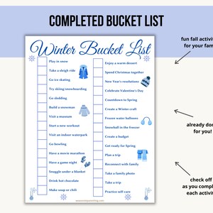 Winter Bucket List Bundle Printable Kids Activities Family - Etsy