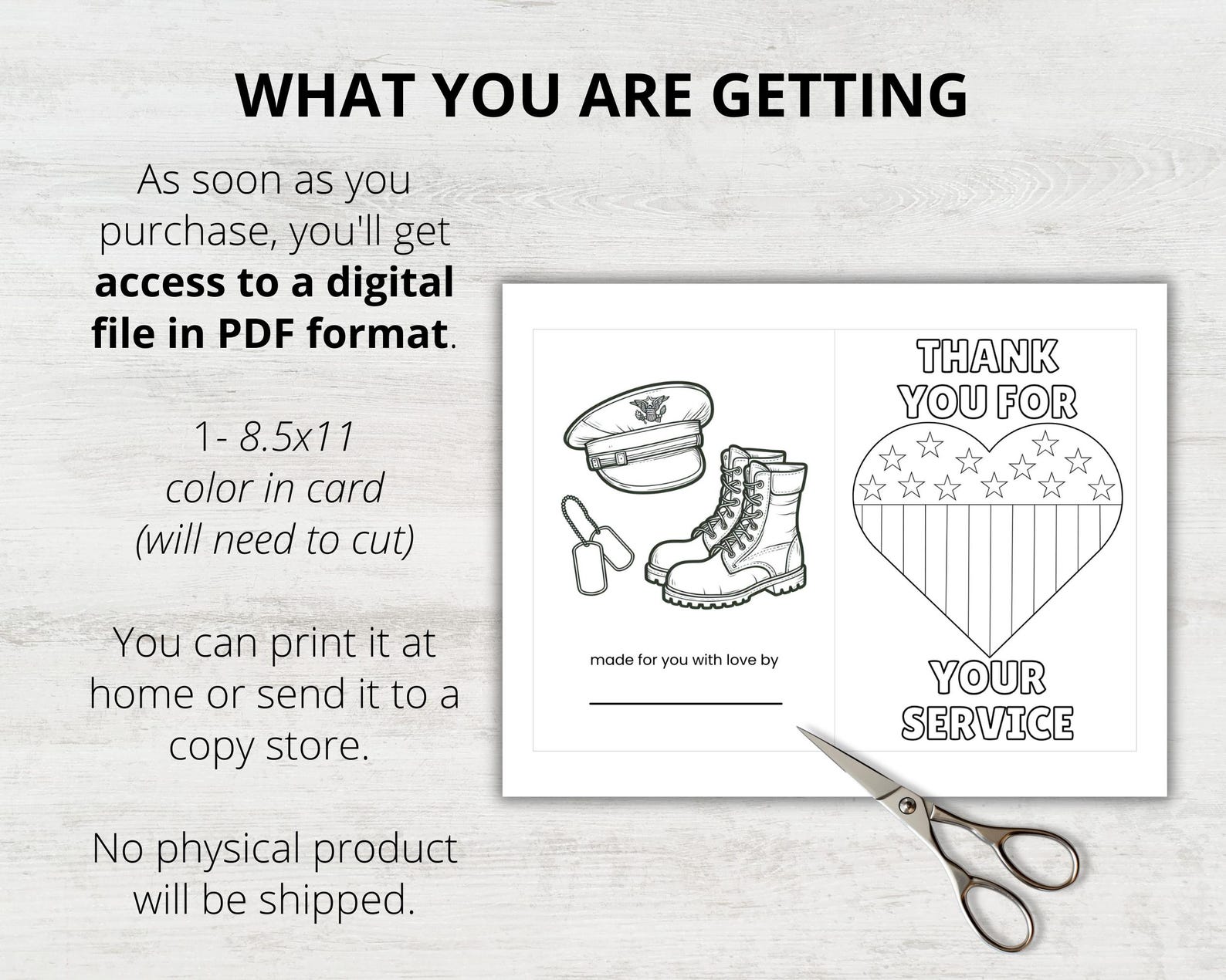 Veteran's Day Color in Card, Coloring Card, Veteran's Day Craft, Color ...