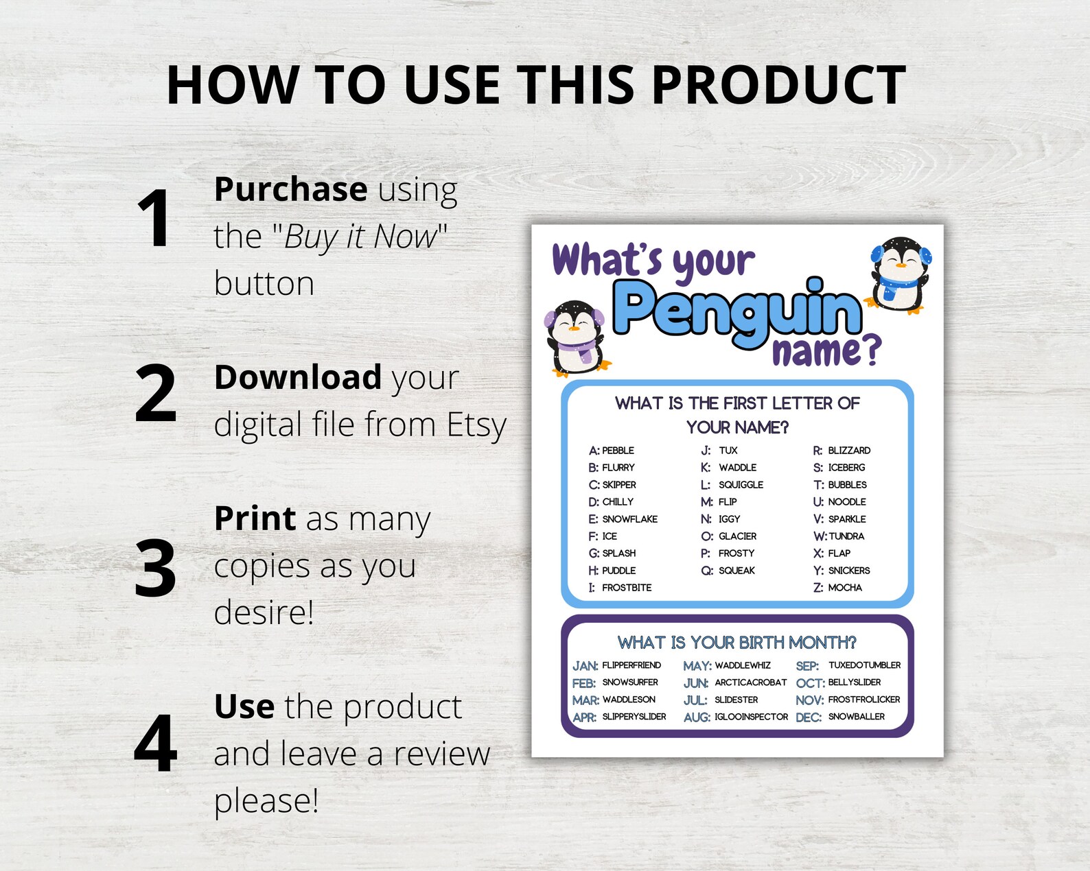 Penguin Name Game Printable, What's Your Penguin Name Game, Name ...