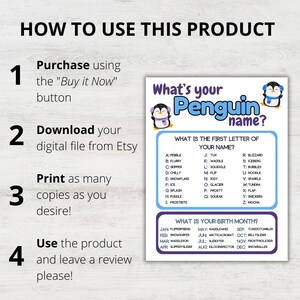 Penguin Name Game Printable, What's Your Penguin Name Game, Name ...