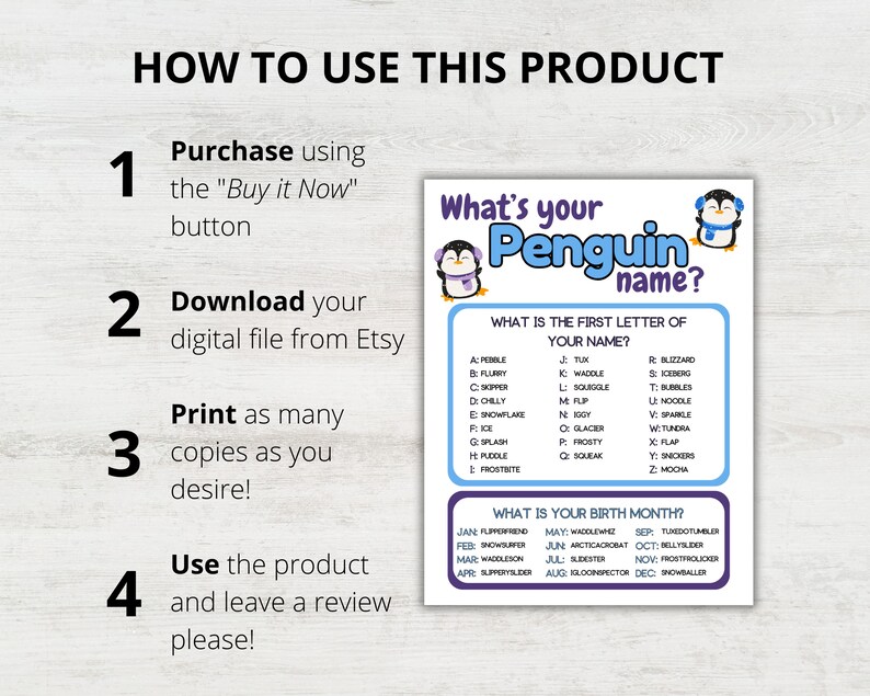 Penguin Name Game Printable, What's Your Penguin Name Game, Name ...