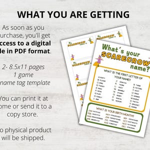 Scarecrow Name Game Printable, What's Your Scarecrow Name Game, Name ...