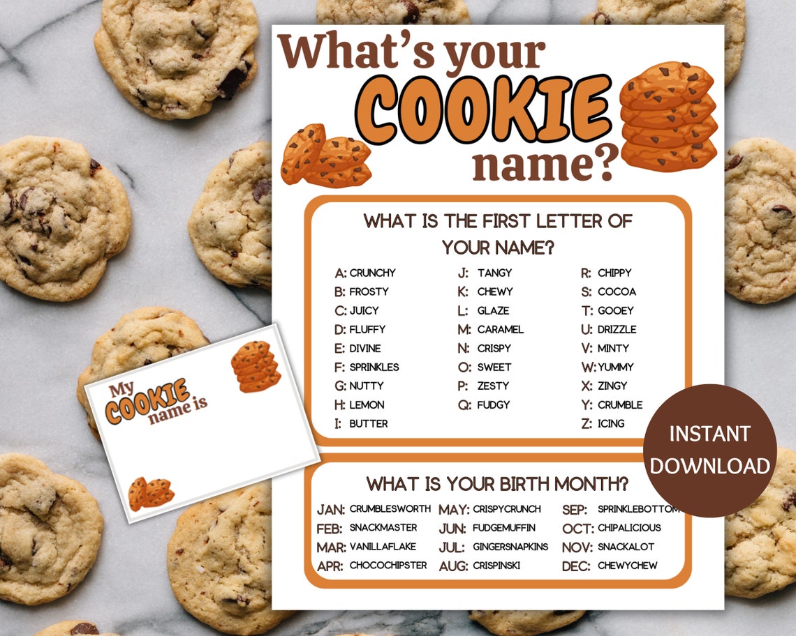 Cookie Name Game Printable, What's Your Cookie Name Game, Name ...