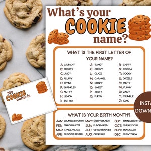 Cookie Name Game Printable, What's Your Cookie Name Game, Name ...