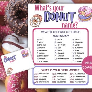 Donut Name Game Printable, What's Your Donut Name Game, Name Generator ...