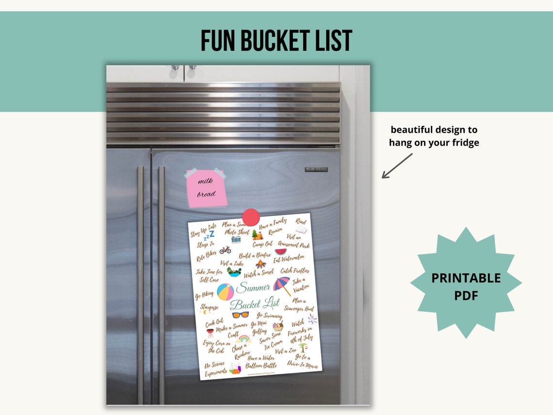 Summer Bucket List Bundle, Printable Kids Activities, Family Bucket ...