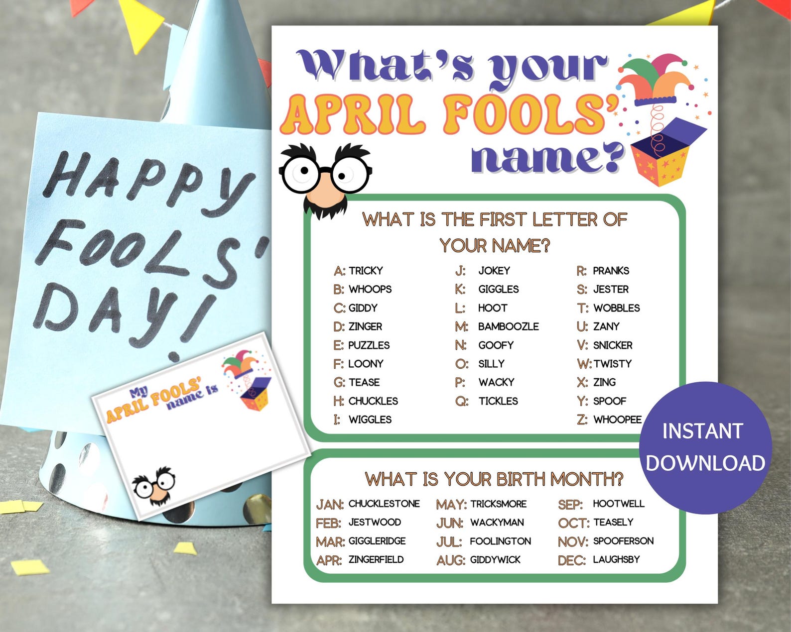 April Fools Day Name Game Printable, What's Your April Fools Name Game ...