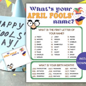 April Fools Day Name Game Printable, What's Your April Fools Name Game ...