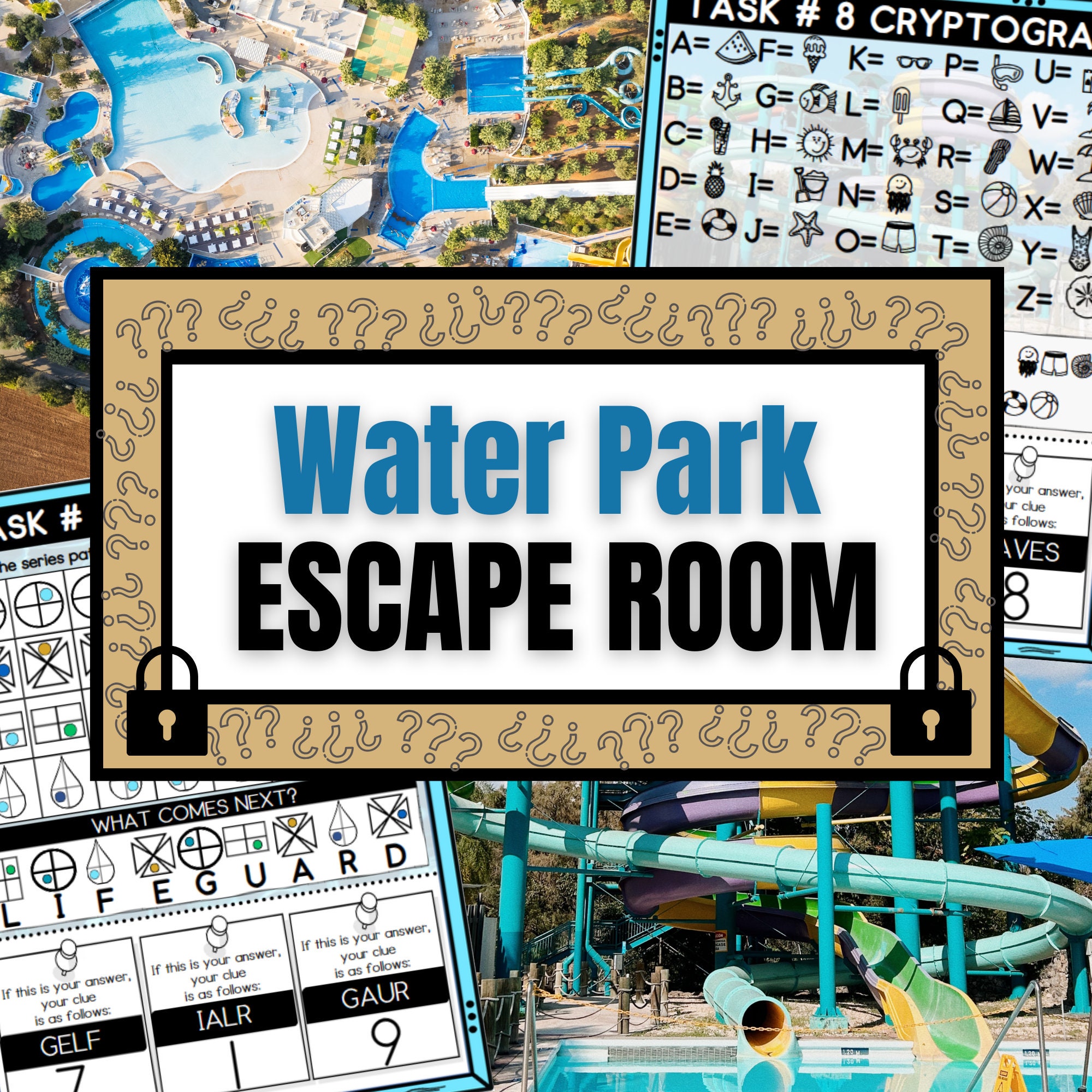 Printable Escape Room for Kids, Water Park Escape Room Kit, Escape Room ...