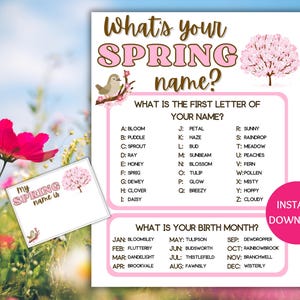 Spring Name Game Printable, What's Your Spring Name Game, Name ...