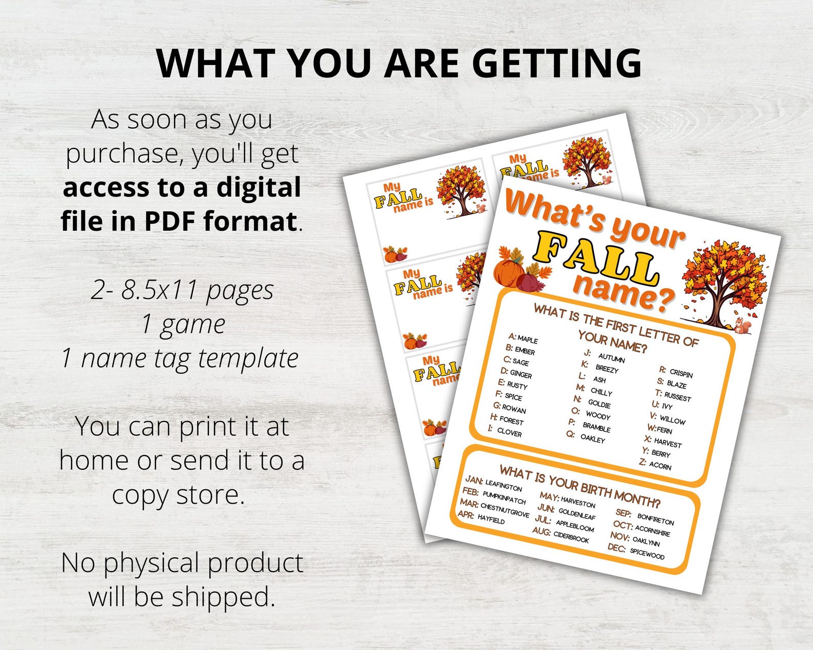 Fall Name Game Printable, What's Your Fall Name Game, Name Generator ...