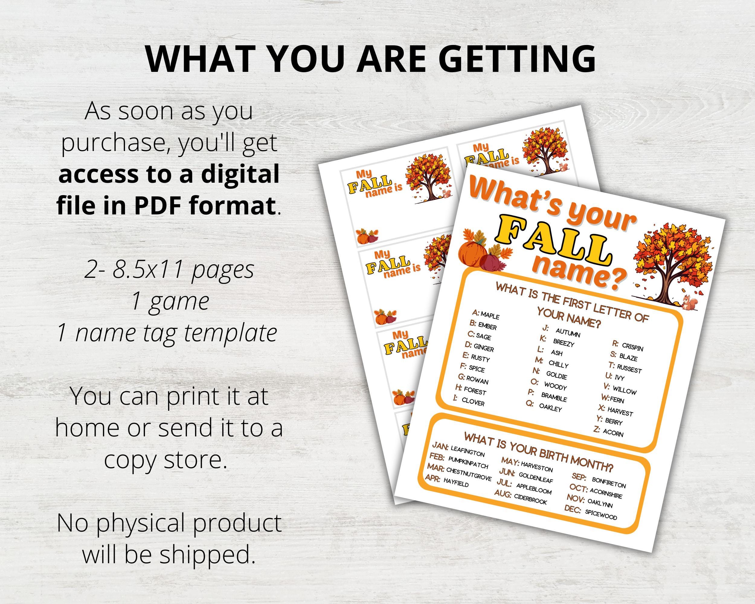 Fall Name Game Printable, What's Your Fall Name Game, Name Generator ...