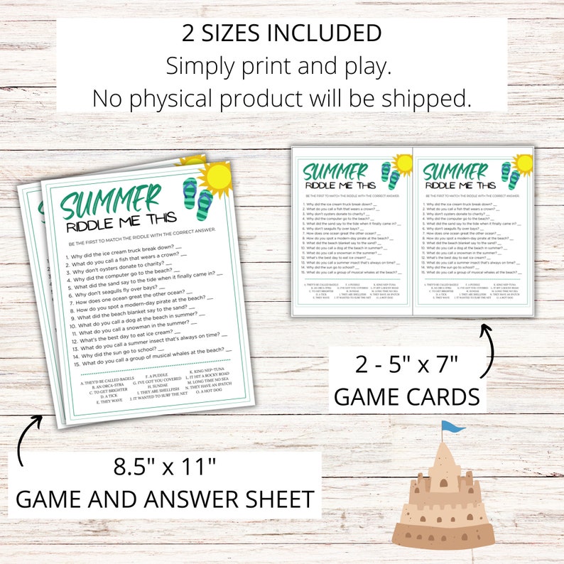 Summer Riddle Me This Game, Summer Riddles, Summer Activities, Summer ...