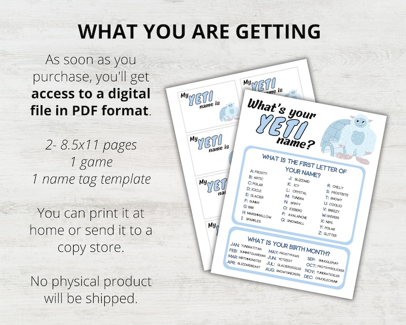 Yeti Name Game Printable, What's Your Yeti Name Game, Name Generator ...