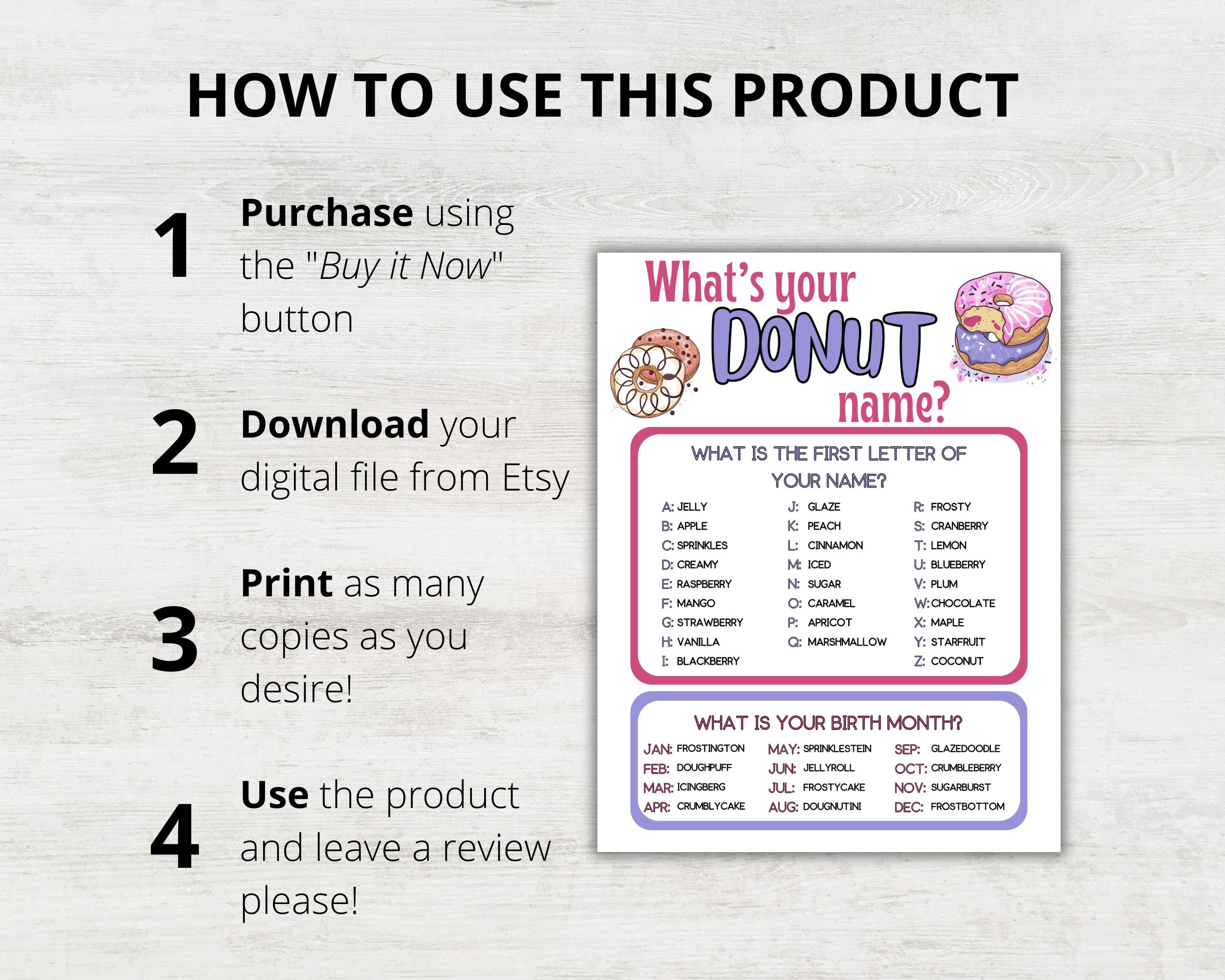 Donut Name Game Printable, What's Your Donut Name Game, Name Generator ...
