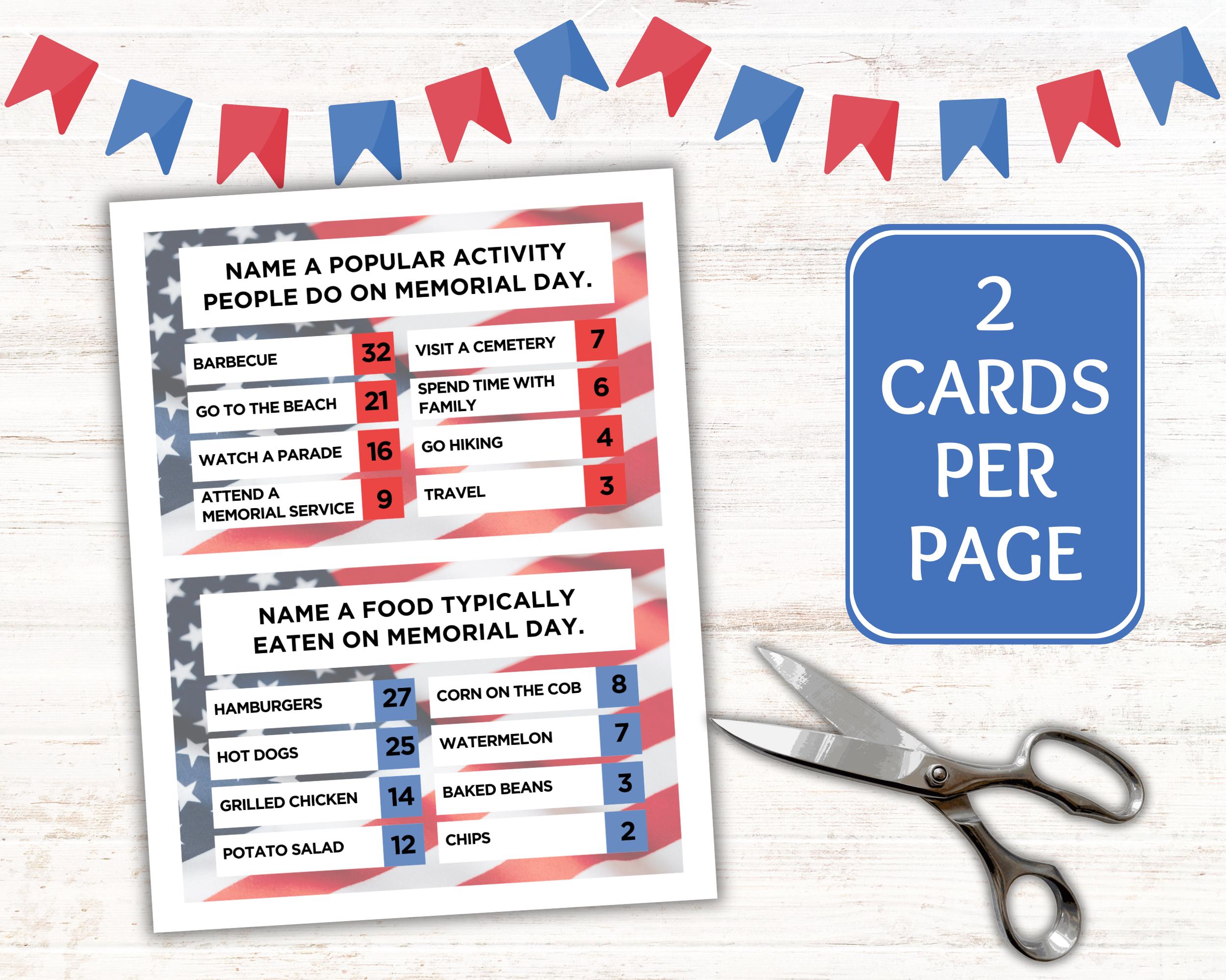 Memorial Day Friendly Feud Game Show, Memorial Day Games, Memorial Day ...