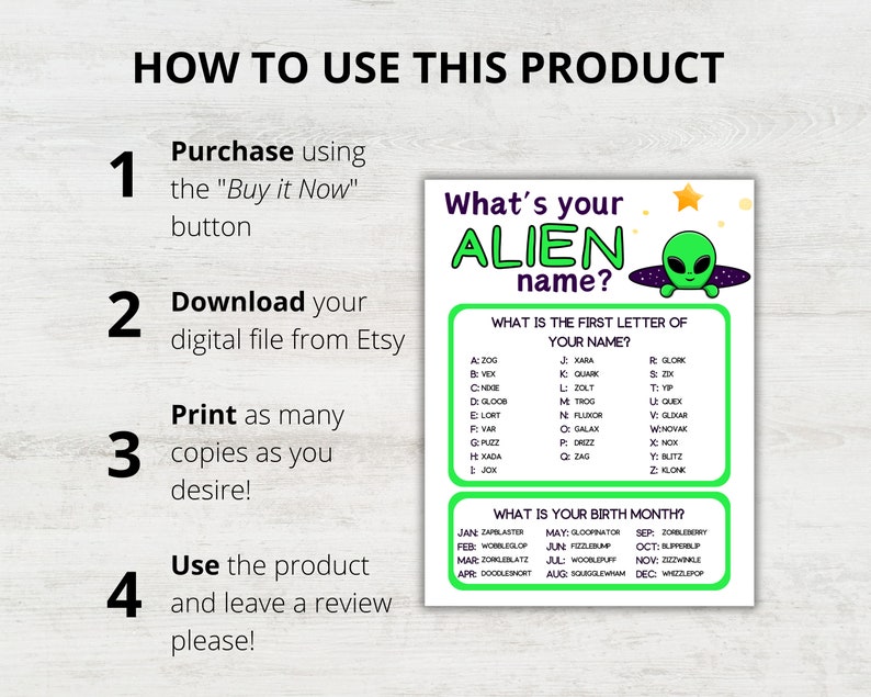 Alien Name Game Printable, What's Your Alien Name Game, Name Generator ...