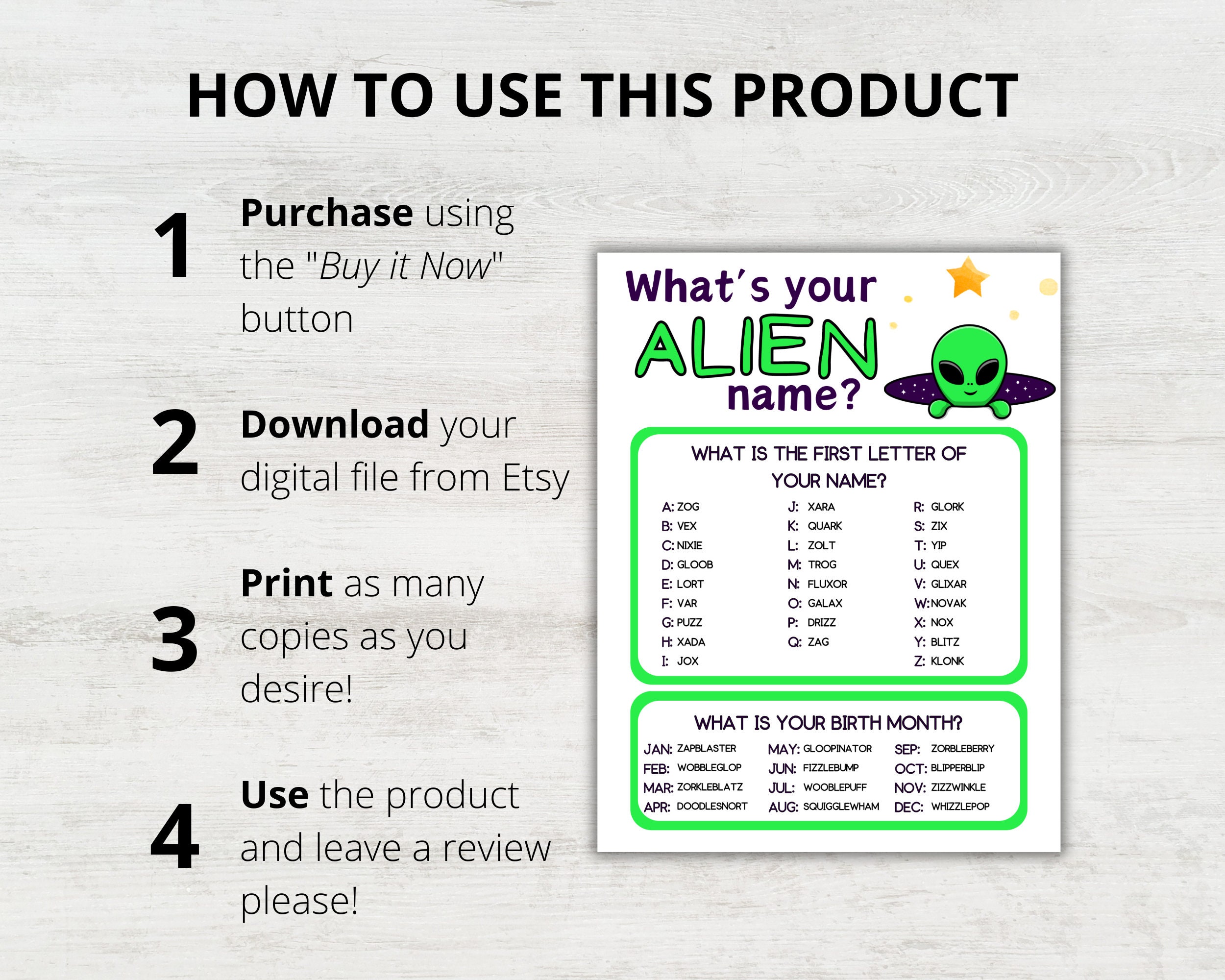 Alien Name Game Printable, What's Your Alien Name Game, Name Generator ...