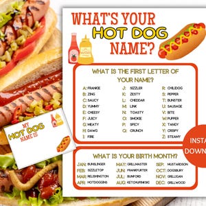 Hot Dog Name Game Printable, What's Your Hot Dog Name Game, Name ...