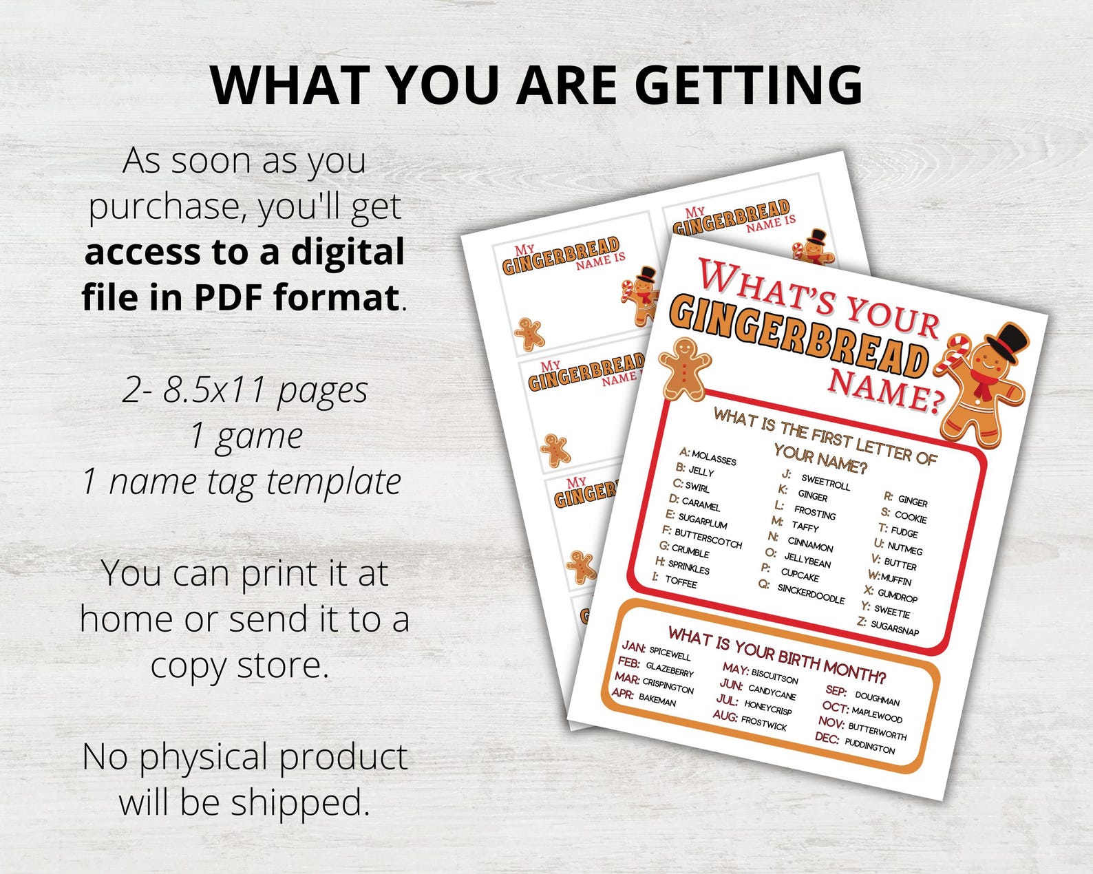Gingerbread Name Game Printable, What's Your Gingerbread Name Game ...