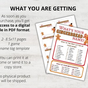 Gingerbread Name Game Printable, What's Your Gingerbread Name Game ...