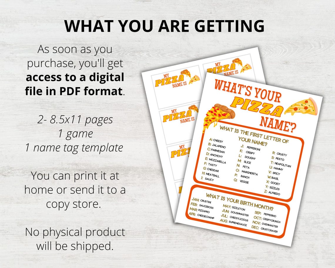 Pizza Name Game Printable, What's Your Pizza Name Game, Name Generator ...