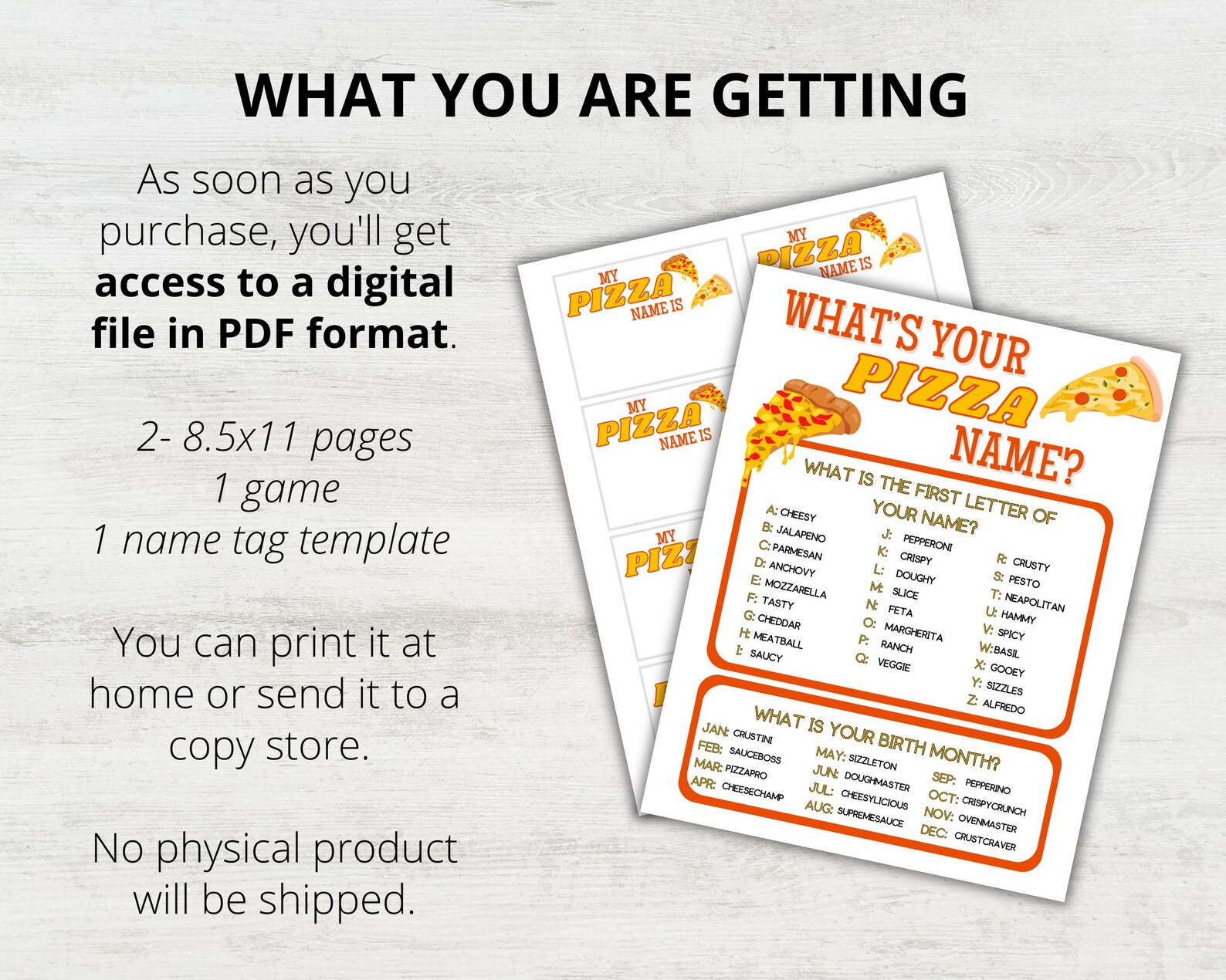 Pizza Name Game Printable, What's Your Pizza Name Game, Name Generator ...