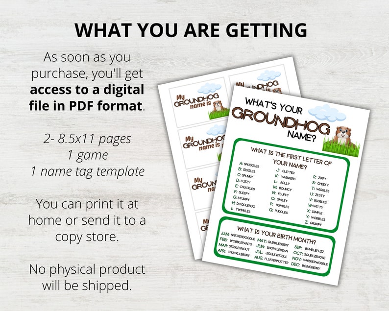 Groundhog Day Name Game Printable, What's Your Groundhog Name Game ...