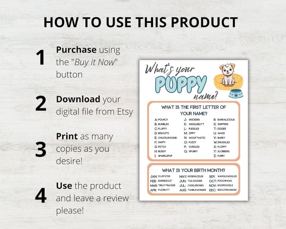 Puppy Name Game Printable, What's Your Puppy Name Game, Name Generator ...