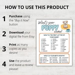 Puppy Name Game Printable, What's Your Puppy Name Game, Name Generator ...