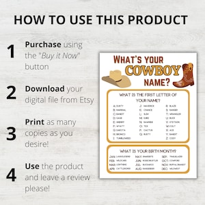 Cowboy Name Game Printable, What's Your Cowboy Name Game, Name ...
